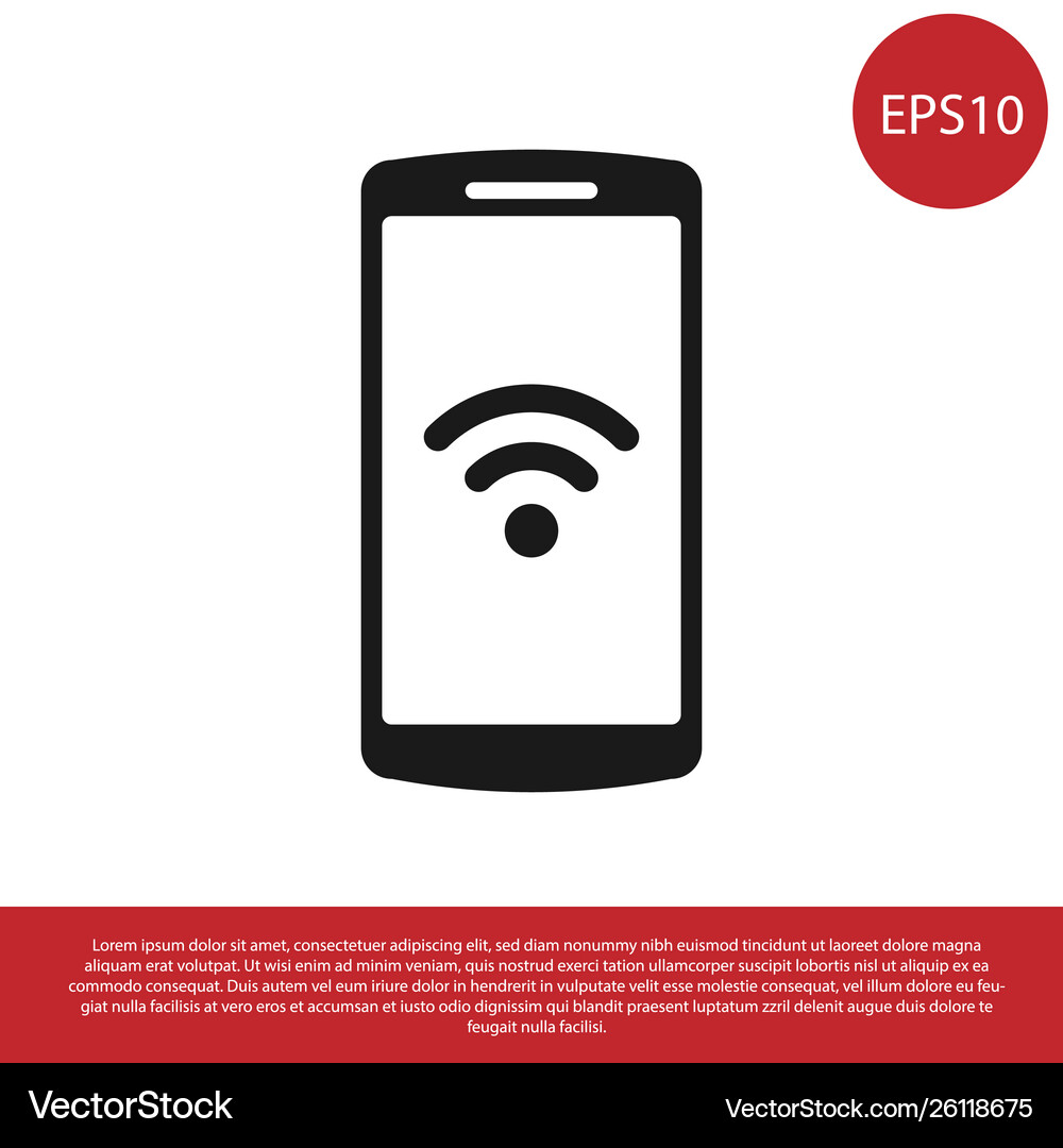 Black smartphone with free wi-fi wireless Vector Image