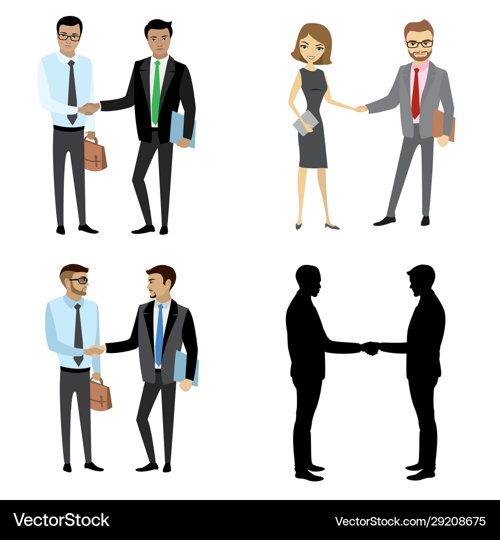 Business people handshake collection Royalty Free Vector