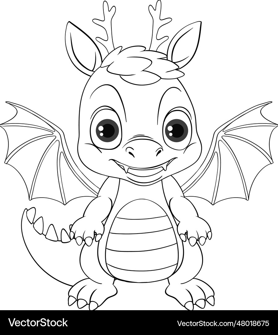 Dragon cartoon doodle coloring character Vector Image