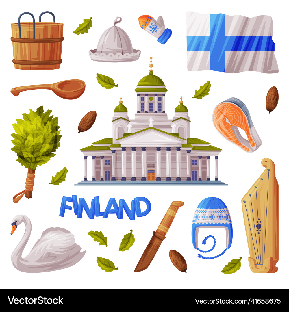Finland symbol and attribute with saint nicholas Vector Image