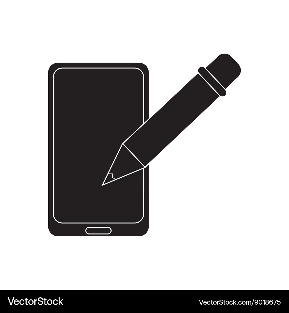 Flat icon in black and white mobile phone Vector Image