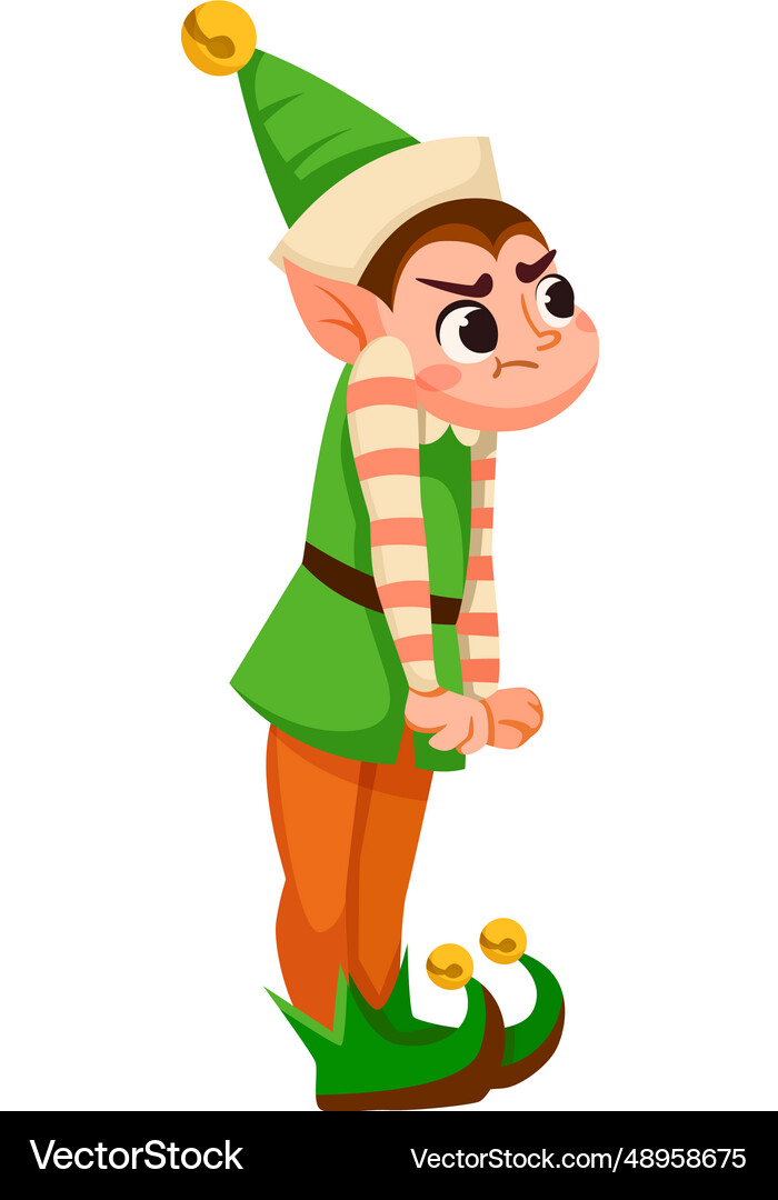 Funny boy elf character with pointed ears stand Vector Image