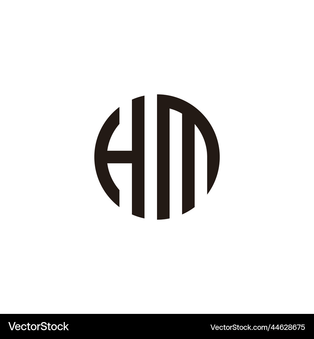 Letter hm circle geometric symbol simple logo Vector Image