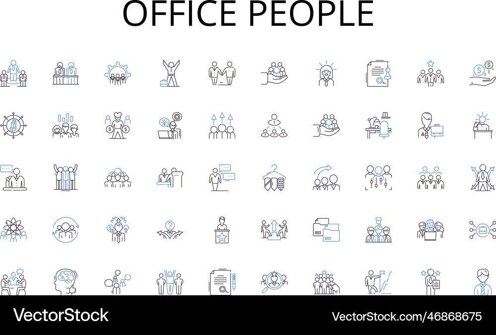 Office people line icons collection workaholic Vector Image