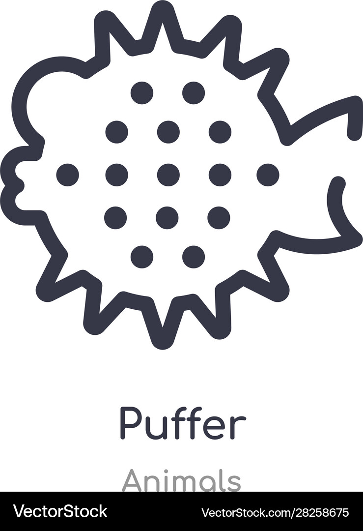 Puffer outline icon isolated line from animals Vector Image