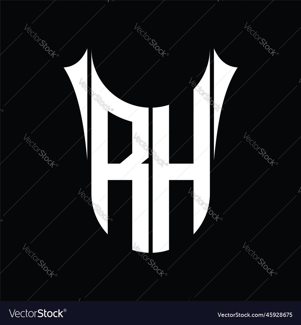 Rh logo monogram shield sharp half round shape Vector Image