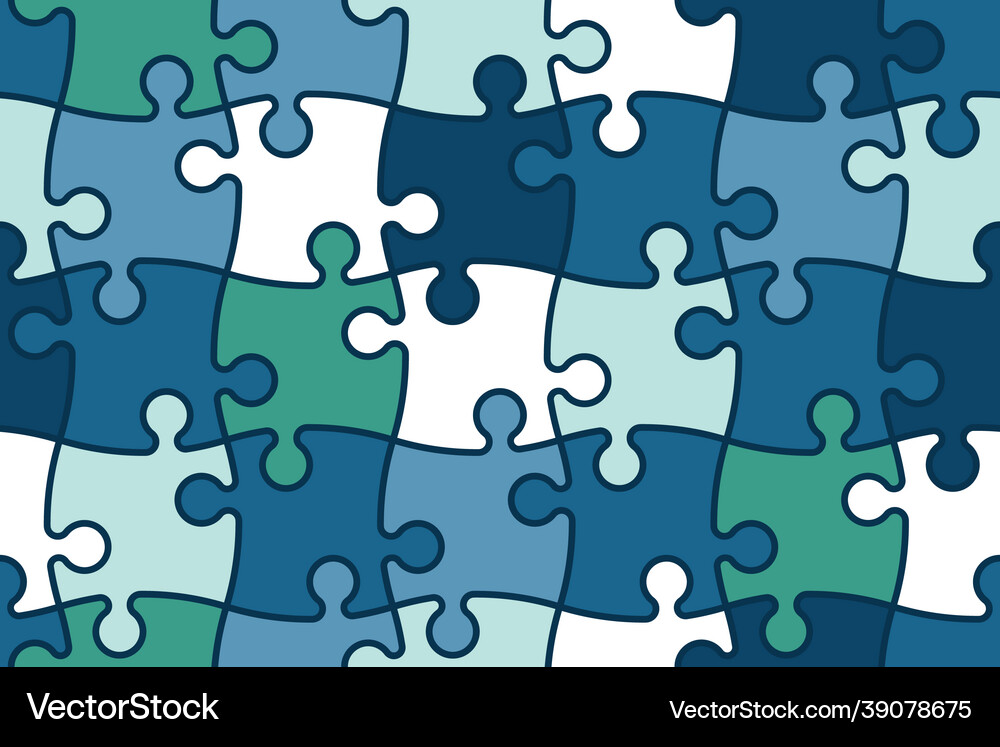Seamless pattern puzzle pieces of different colors
