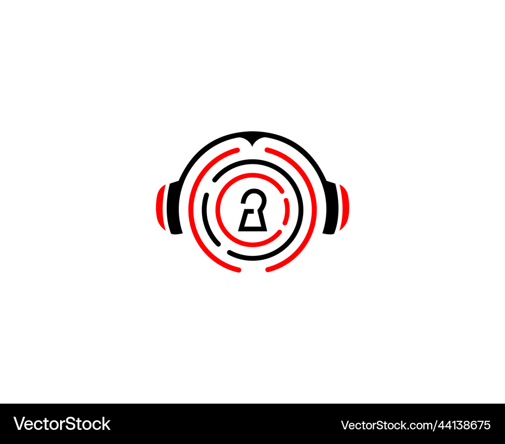 Security music headphone with keyhole logo design Vector Image