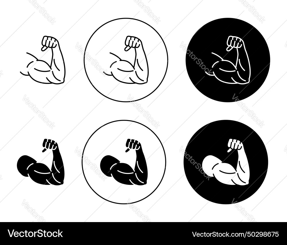Strong hand icon set muscle flex power symbol Vector Image