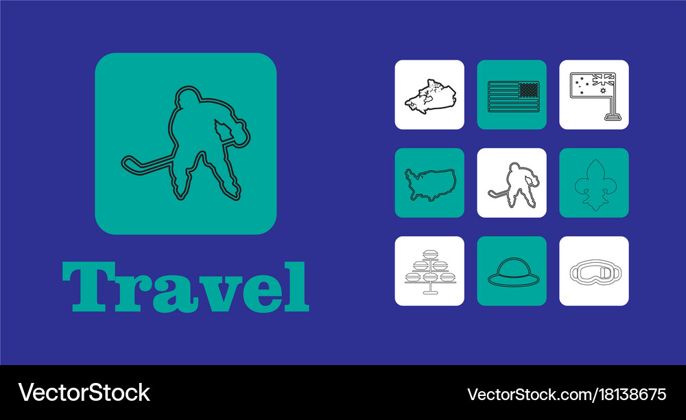 Travel line icons for web and mobile thin Vector Image