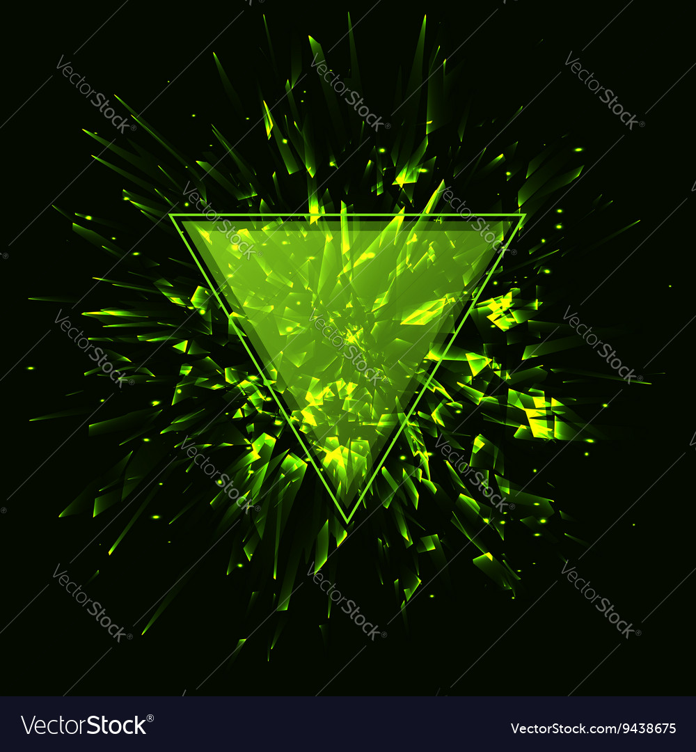 Triangular frame abstract green explosion Vector Image