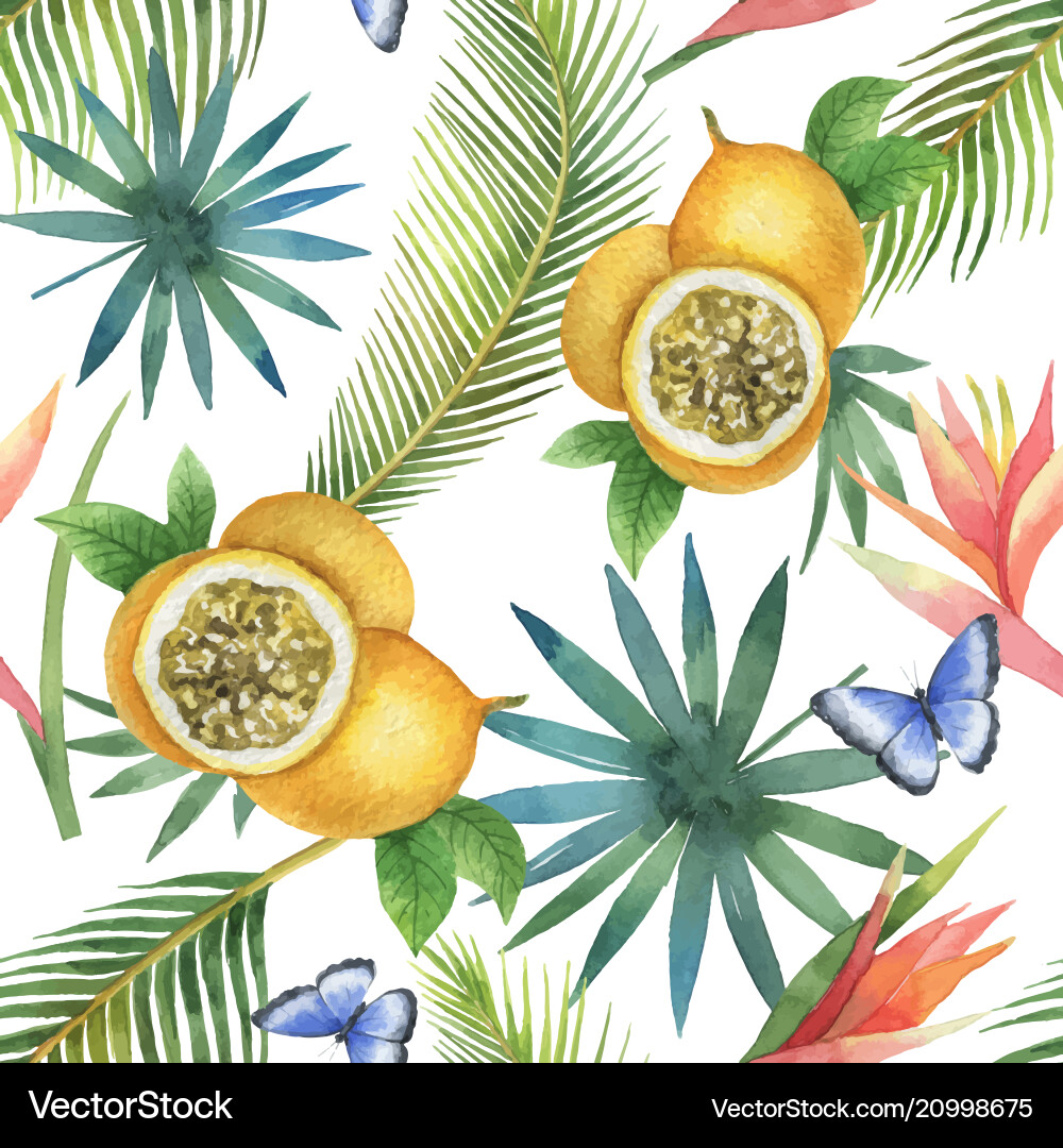 Watercolor seamless pattern of passion Royalty Free Vector