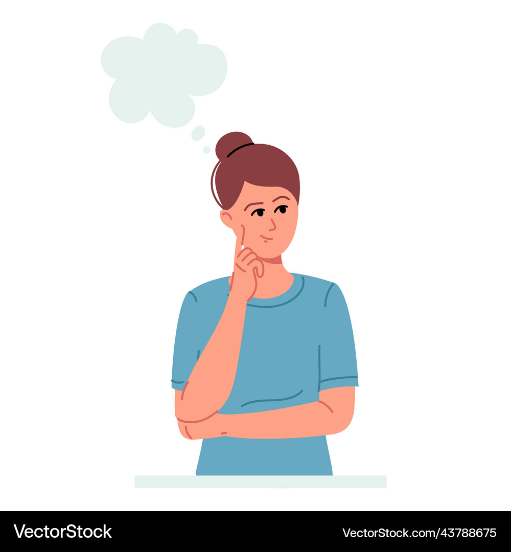 Young woman smiling and thinking something Vector Image