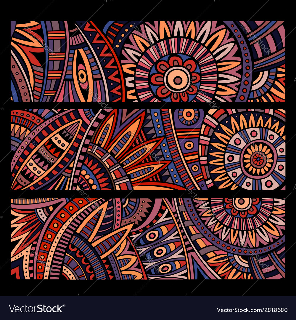 Abstract ethnic pattern cards set Royalty Free Vector Image
