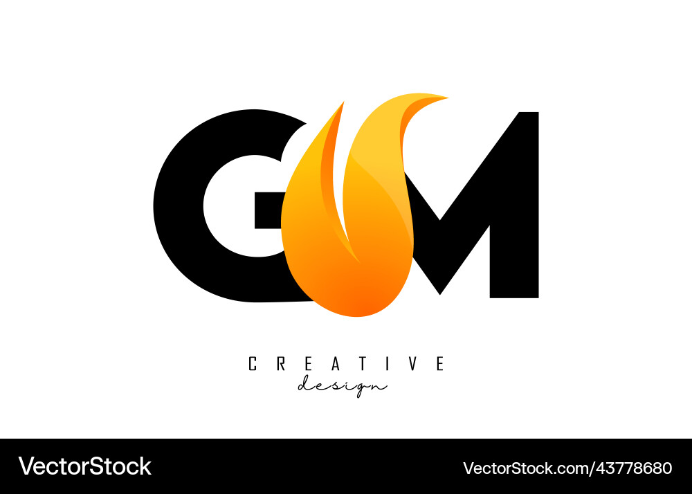 Abstract letters gm g m with fire flames Vector Image
