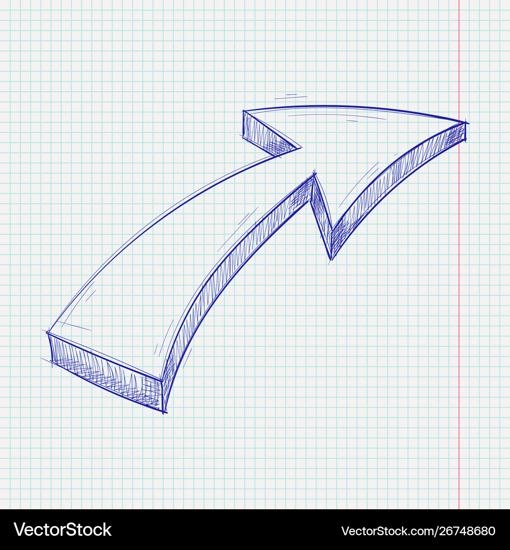 Arrow sketch up sign blue hand drawn doodle Vector Image