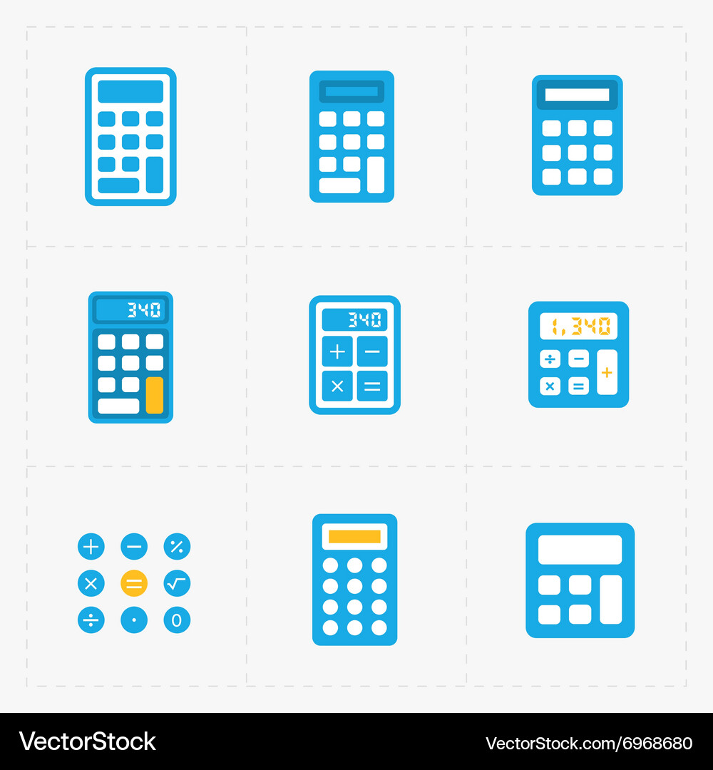 Colorful calculator icons set Royalty Free Vector Image