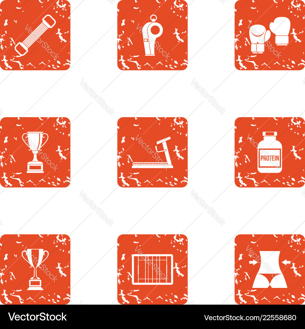 Furtherance icons set grunge style Royalty Free Vector Image