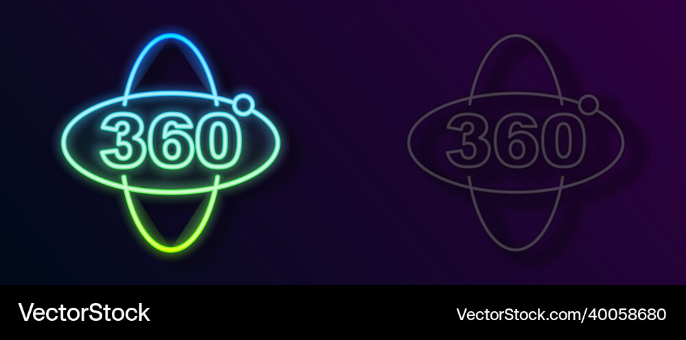 Glowing neon line 360 degree view icon isolated Vector Image