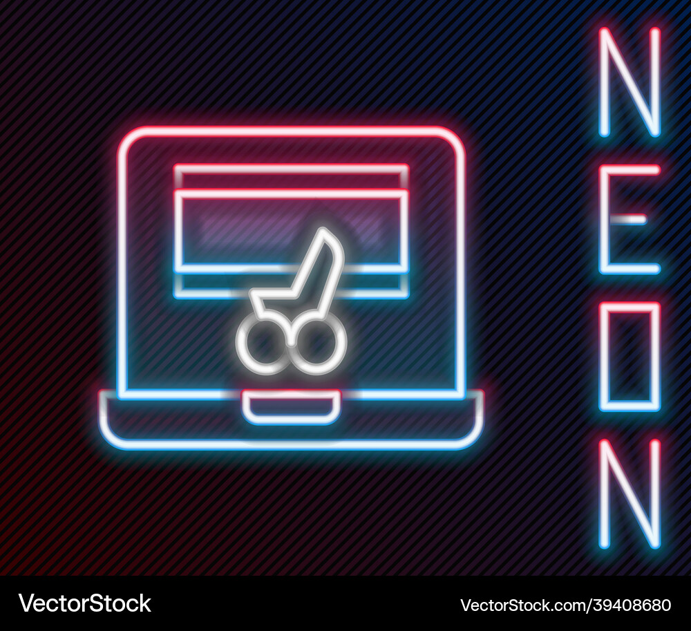 Glowing neon line video recorder or editor Vector Image