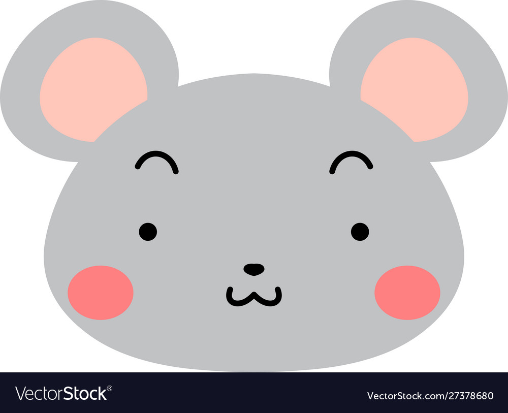 Gray cute mouse face Royalty Free Vector Image