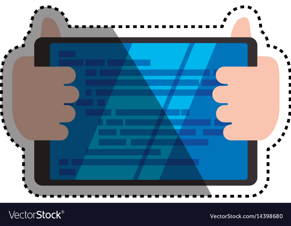 Hands holding tablet technology Royalty Free Vector Image