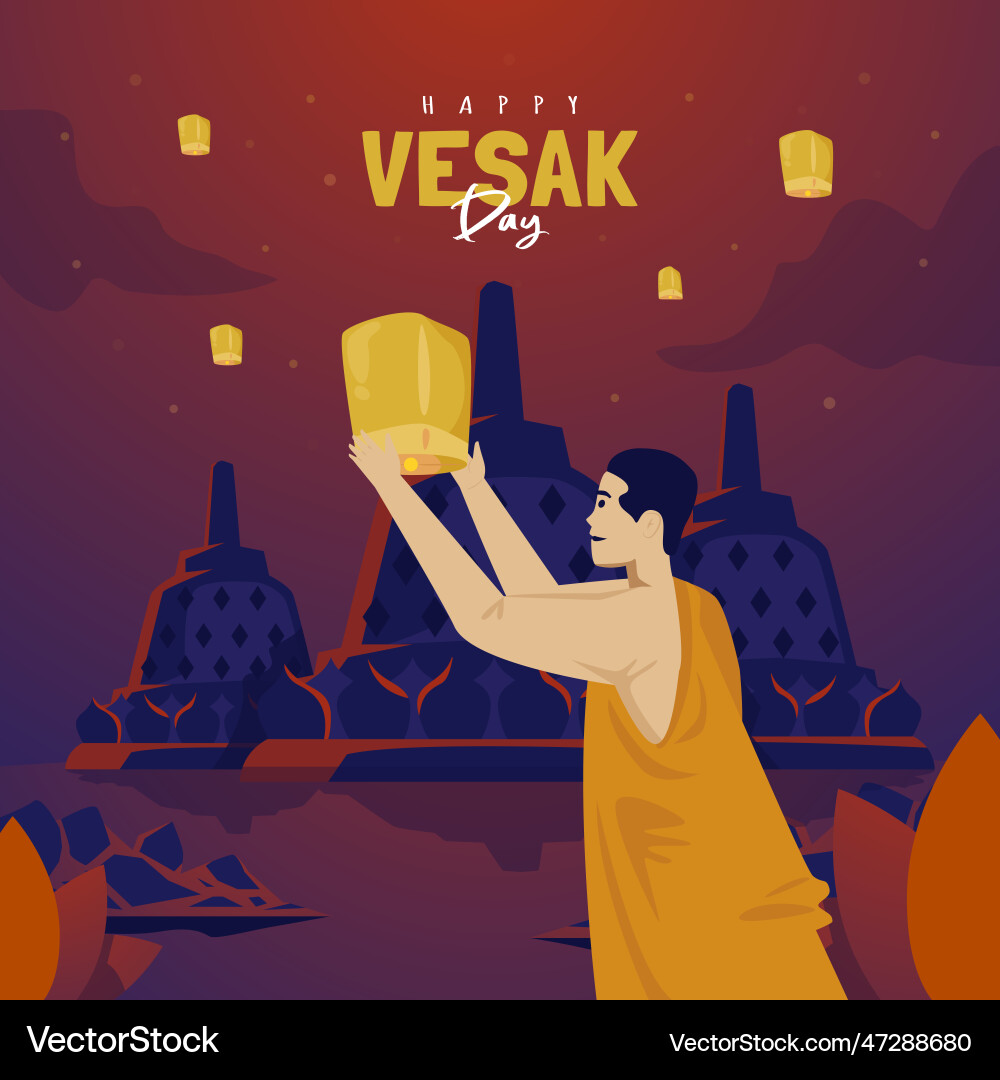 Happy vesak day greeting Royalty Free Vector Image