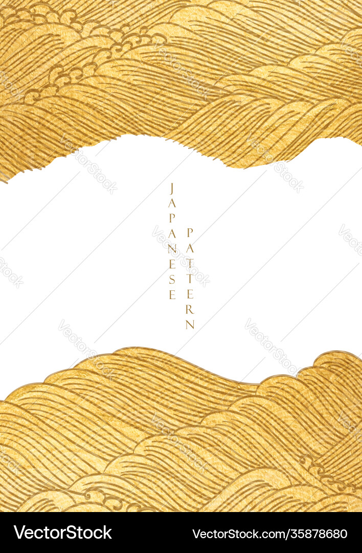 Japanese background with gold texture hand drawn Vector Image