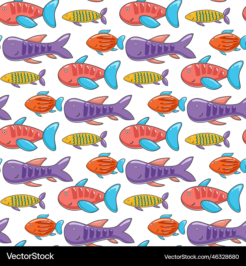 Seamless pattern flock of fish Royalty Free Vector Image