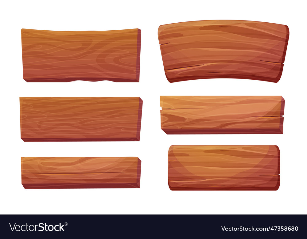 Set wooden plank frame game ui asset textured Vector Image