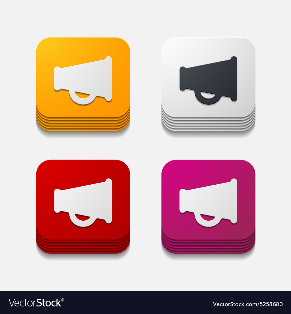 Square button megaphone Royalty Free Vector Image