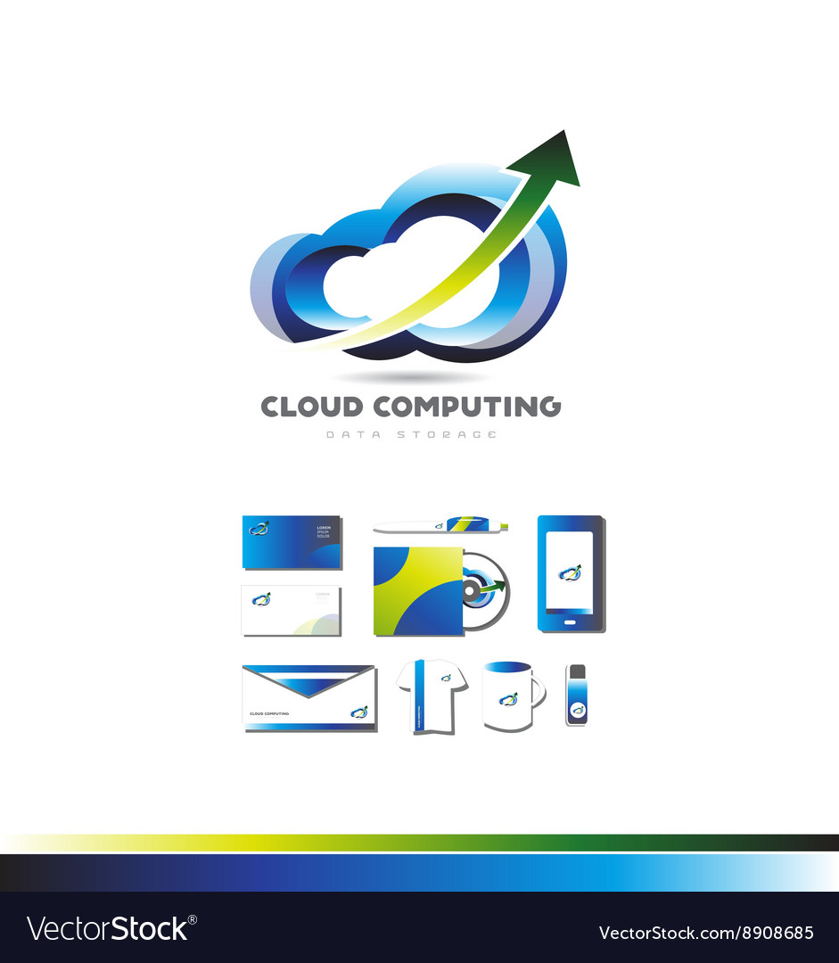 Cloud computing data storage technology logo Vector Image