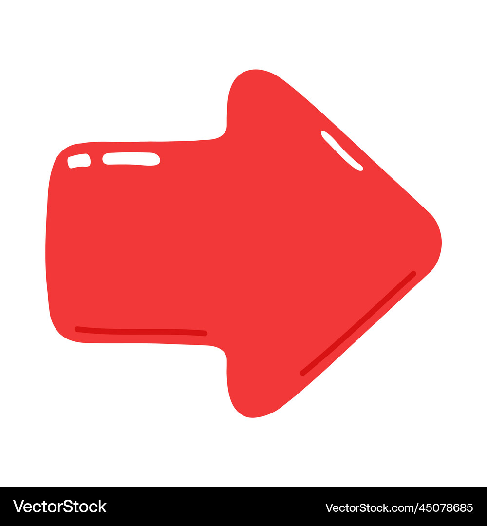 Cute funny red arrow icon hand drawn Royalty Free Vector