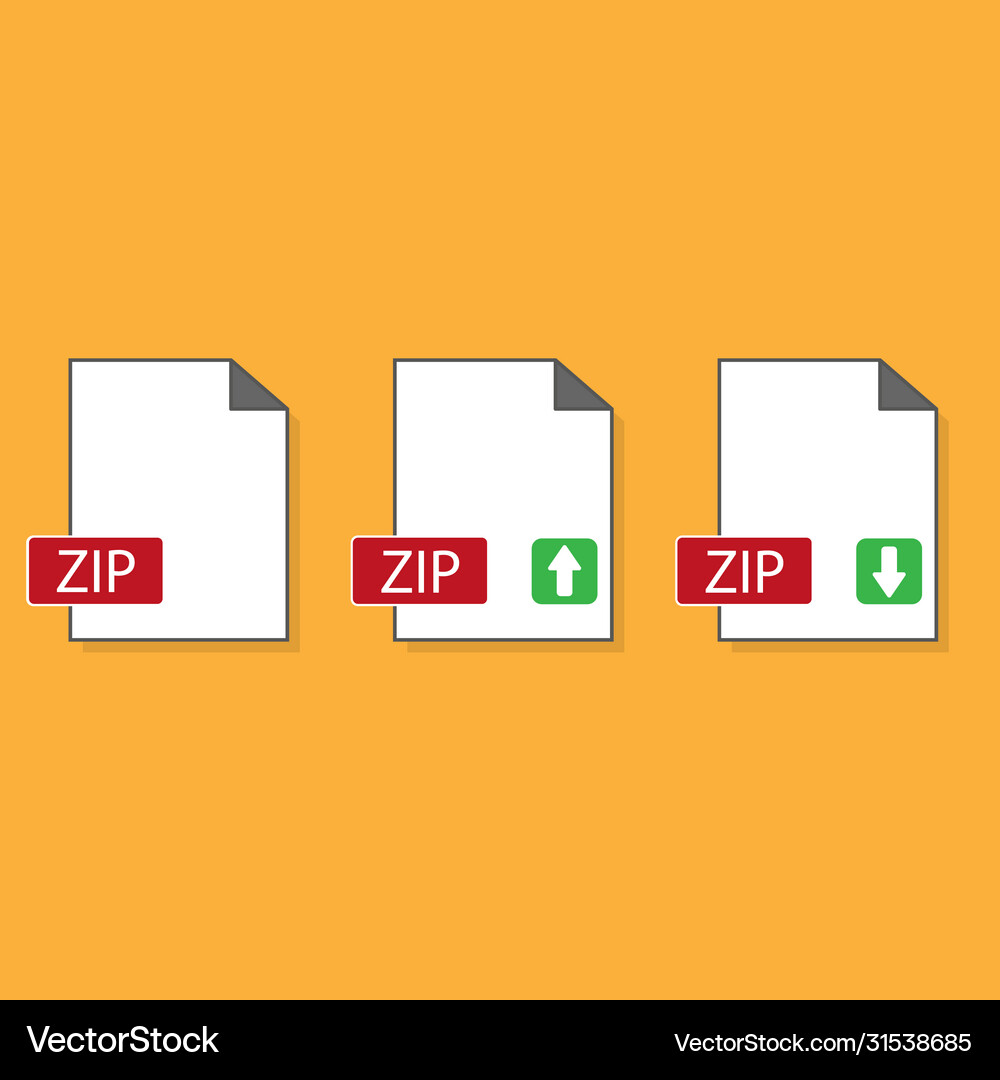 Download zip icon file with label and down Vector Image
