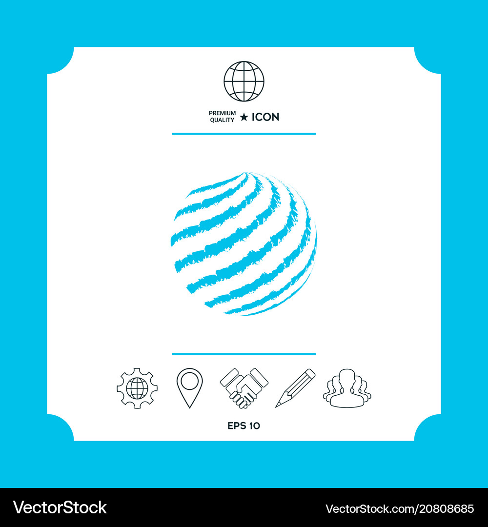 Earth logo design with textured stripes Royalty Free Vector