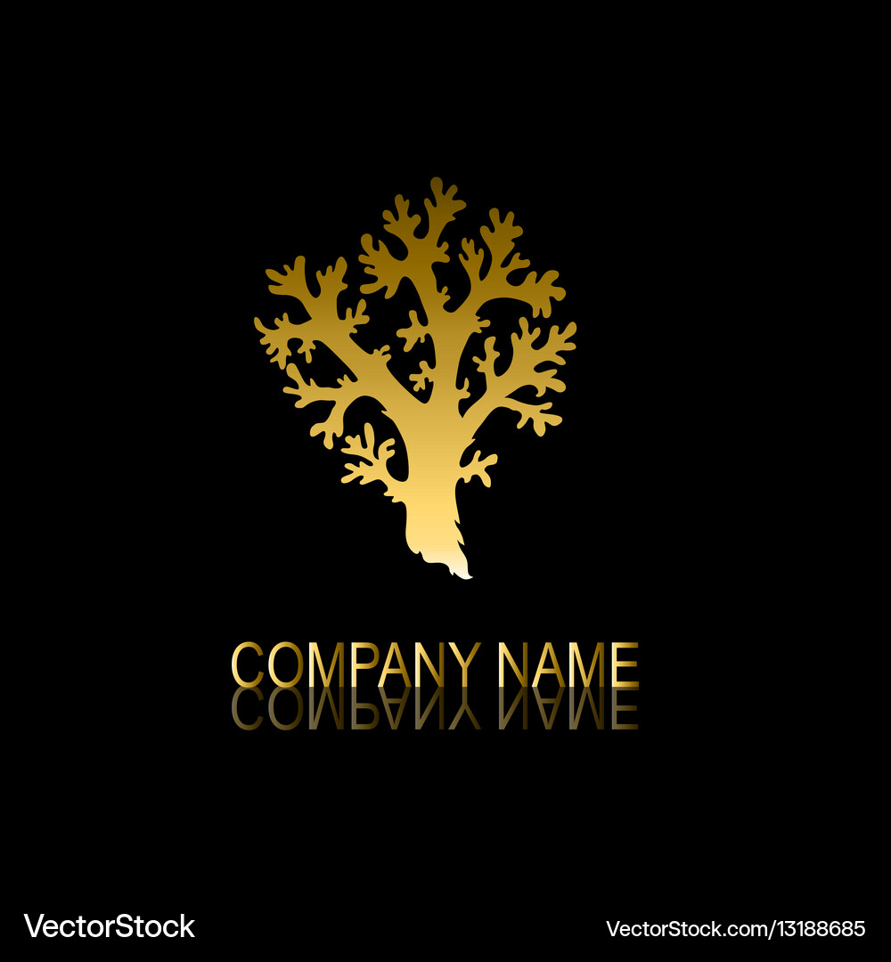 Golden coral symbol Royalty Free Vector Image - VectorStock