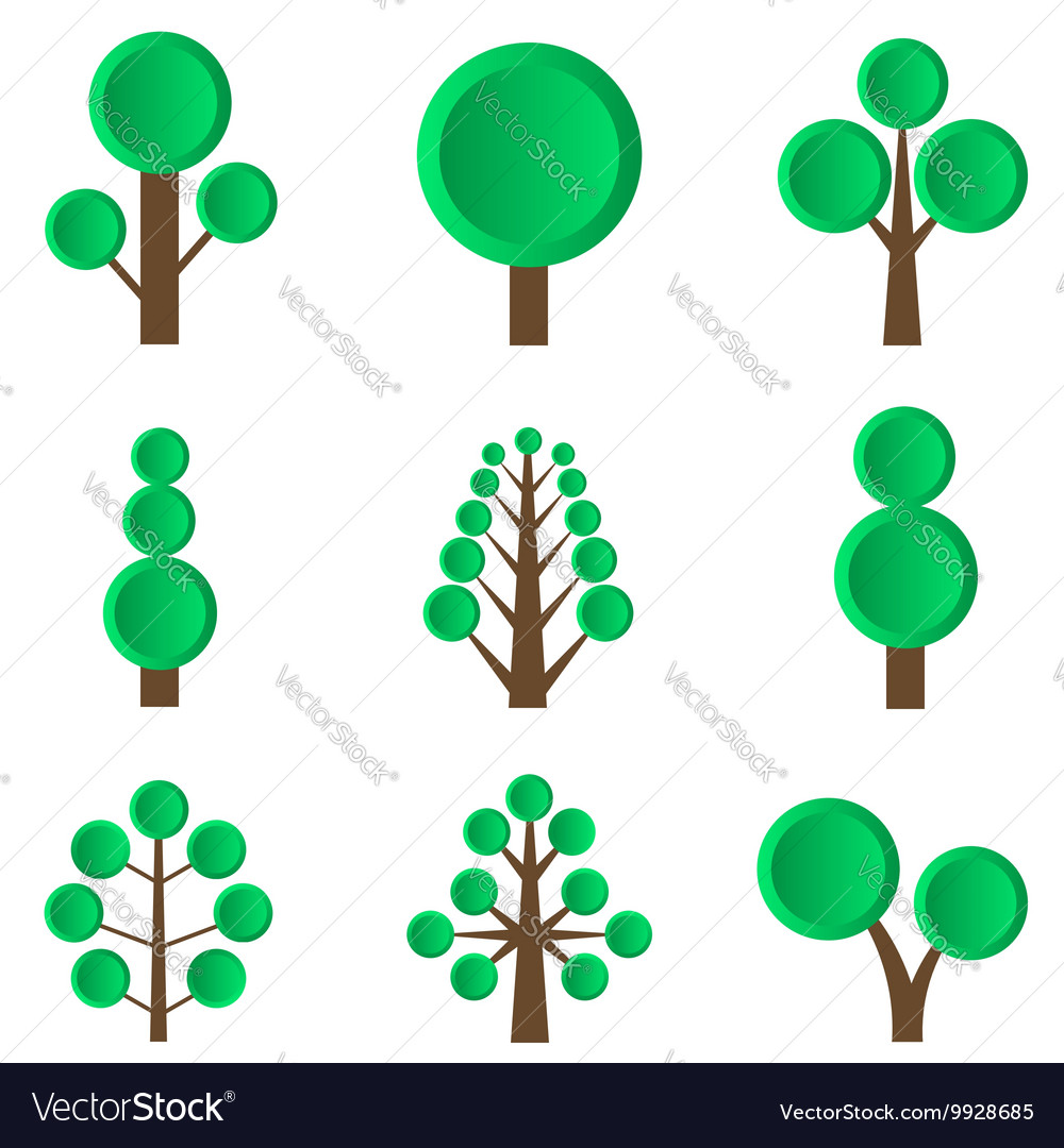 Green tree set Royalty Free Vector Image - VectorStock