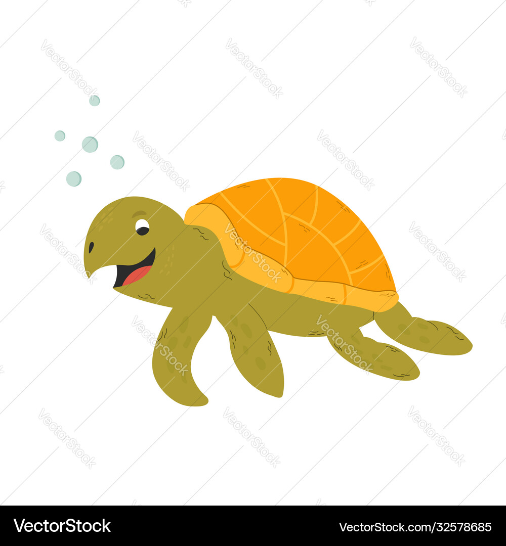 Happy smiling turtle isolated on white backgroud Vector Image