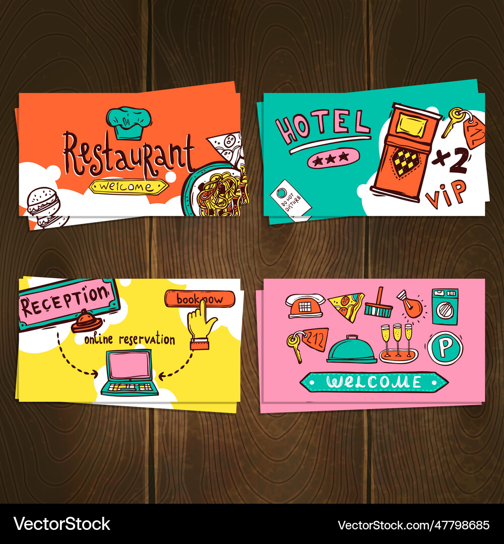 Hotel cards set Royalty Free Vector Image - VectorStock