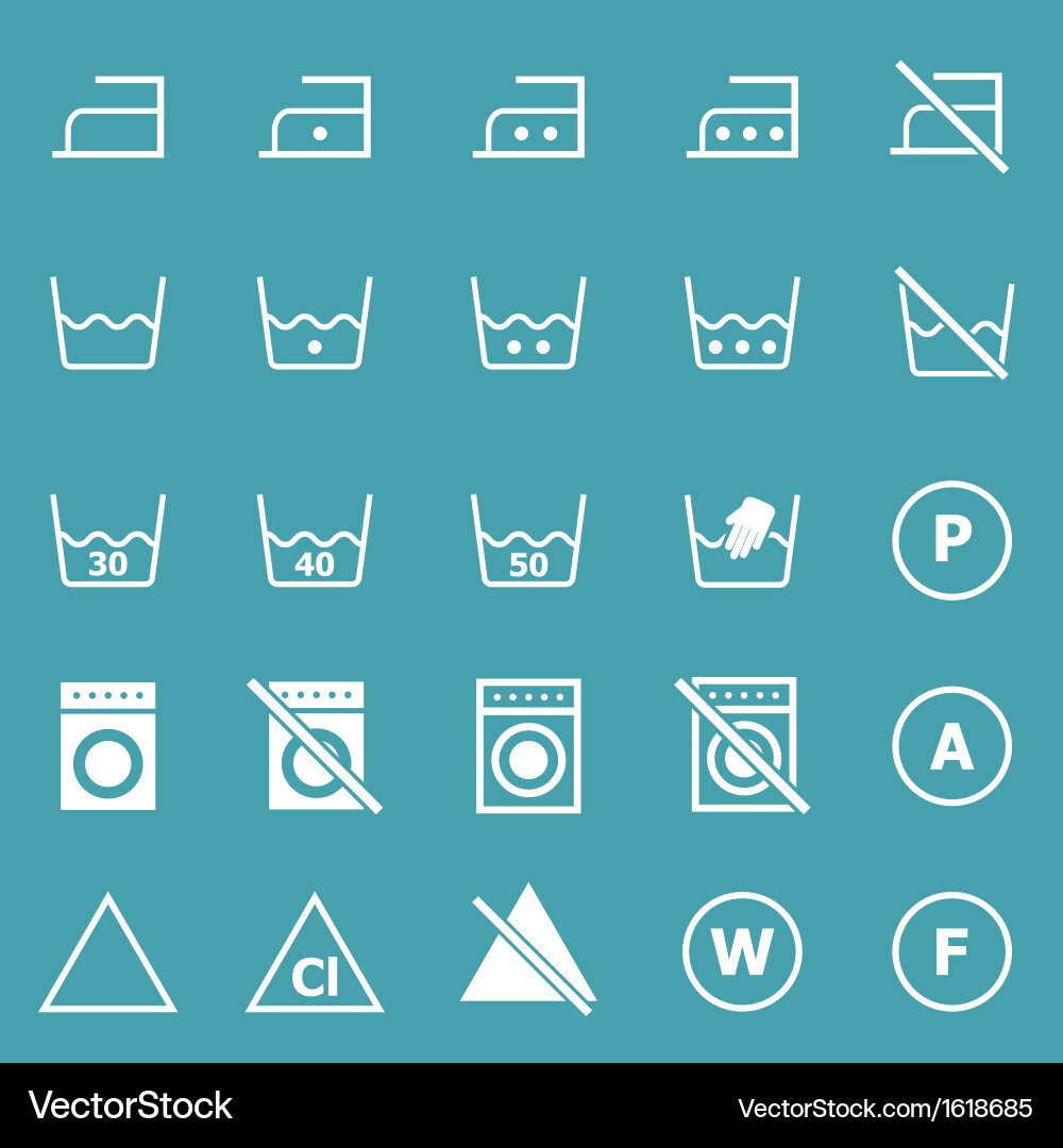 Laundry icons on blue background Royalty Free Vector Image