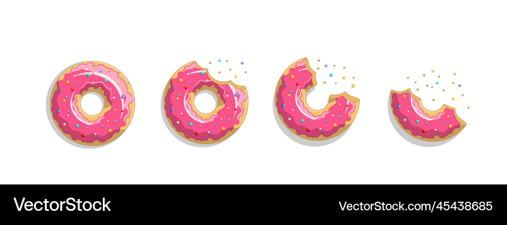 Pink Donut Set Royalty Free Vector Image - VectorStock