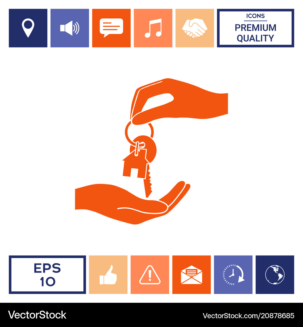 Receiving the key with keychain shaped like Vector Image