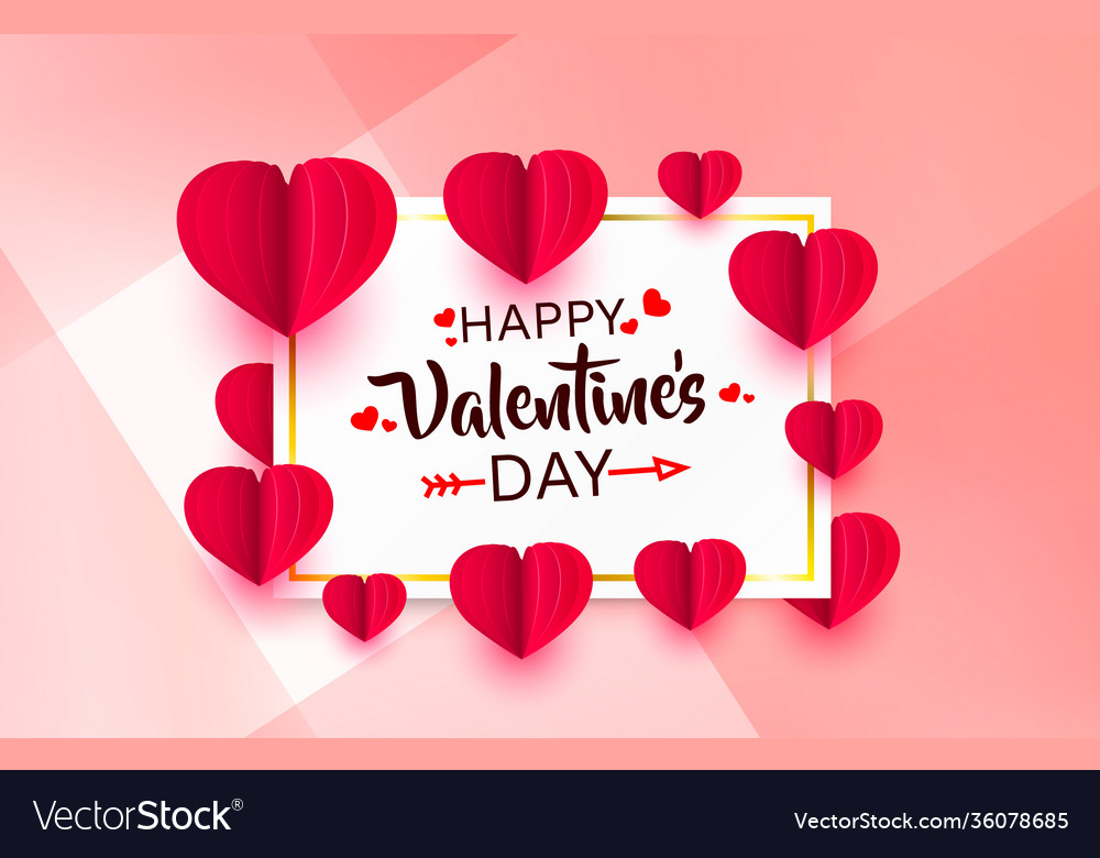Red heart happy valentines day greeting card Vector Image