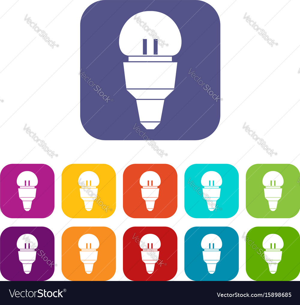 Reflector bulb icons set Royalty Free Vector Image