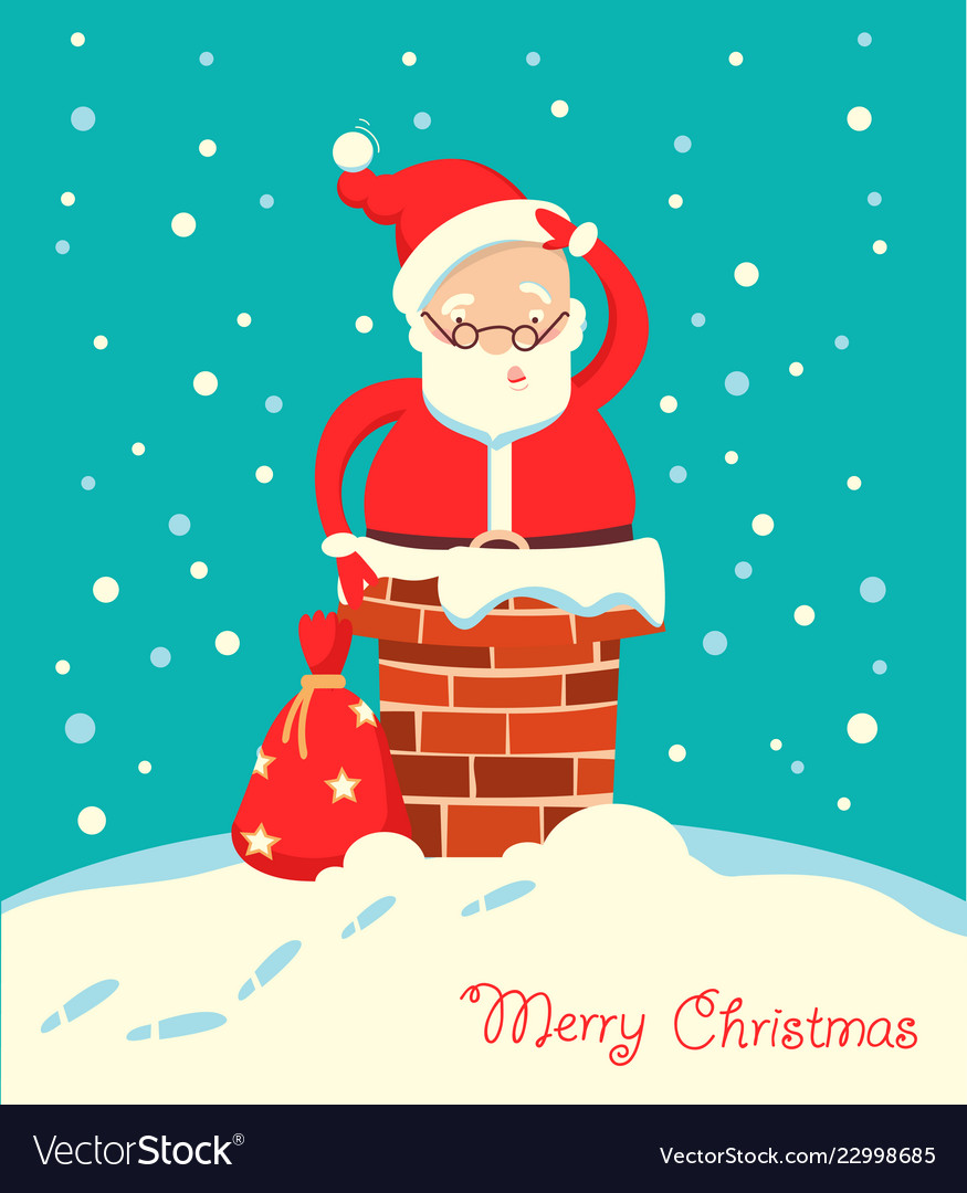Santa claus stuck in the chimney christmas Vector Image
