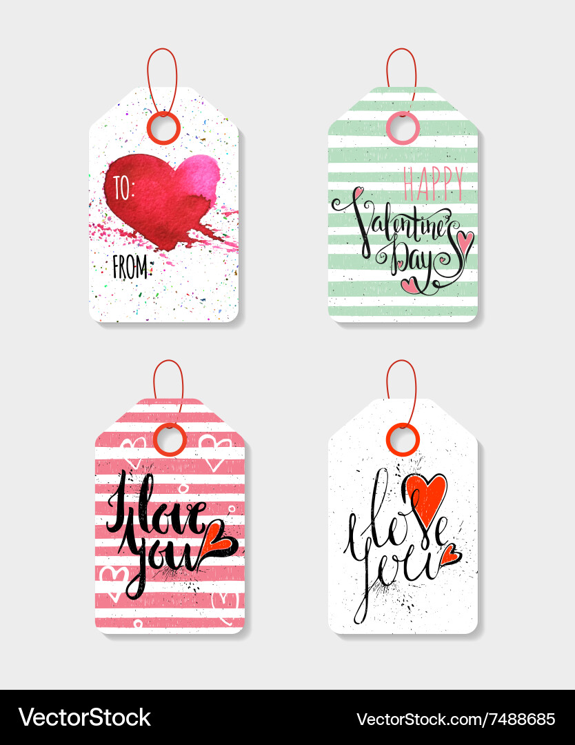Set of four hand drawn gift tags Royalty Free Vector Image