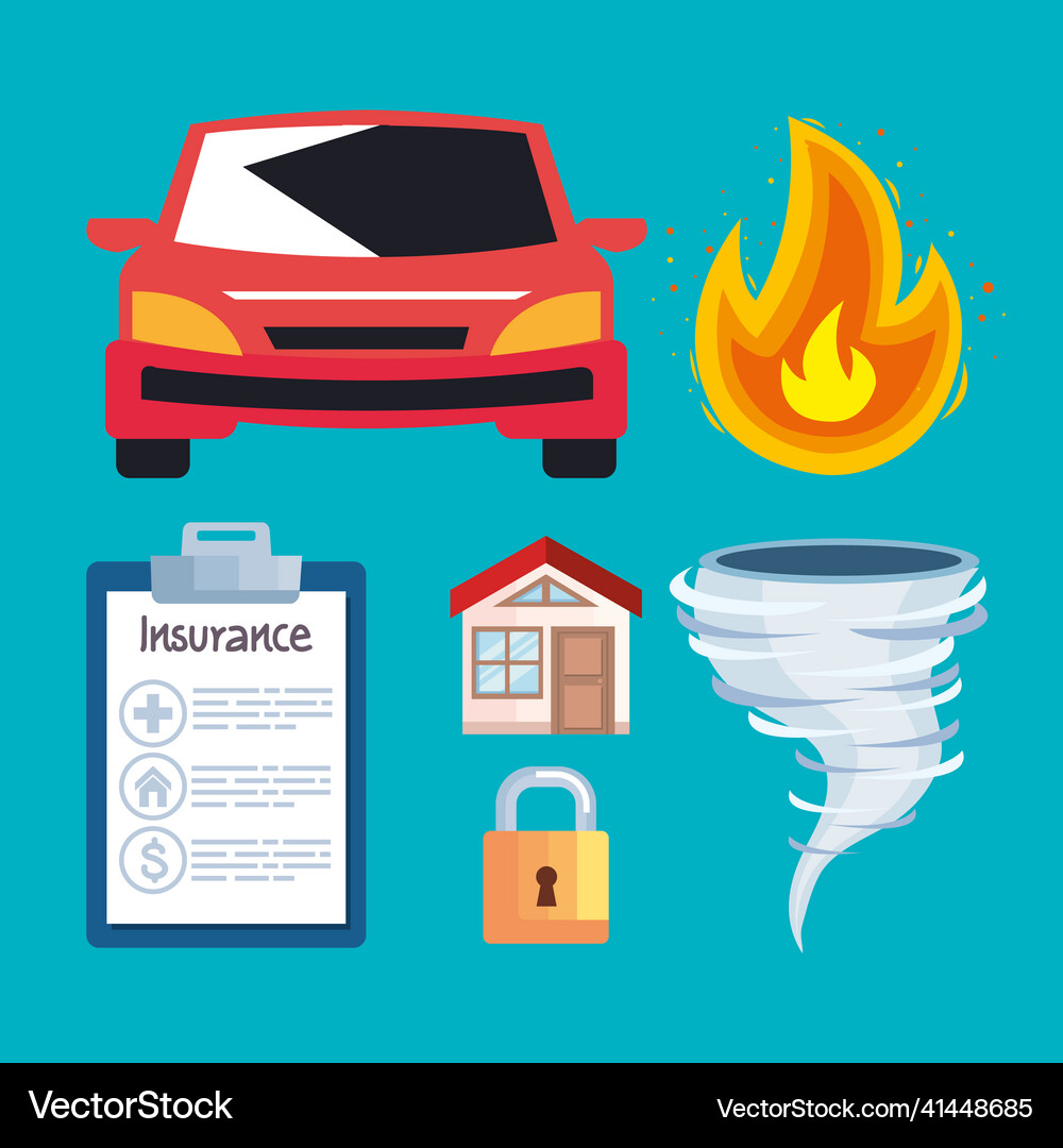 Six insurance service icons Royalty Free Vector Image