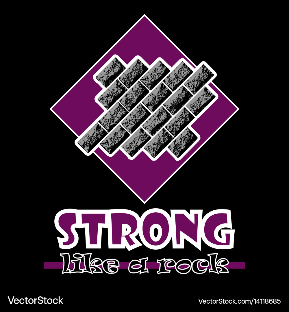 Strong like a rock abstract purple style flat Vector Image