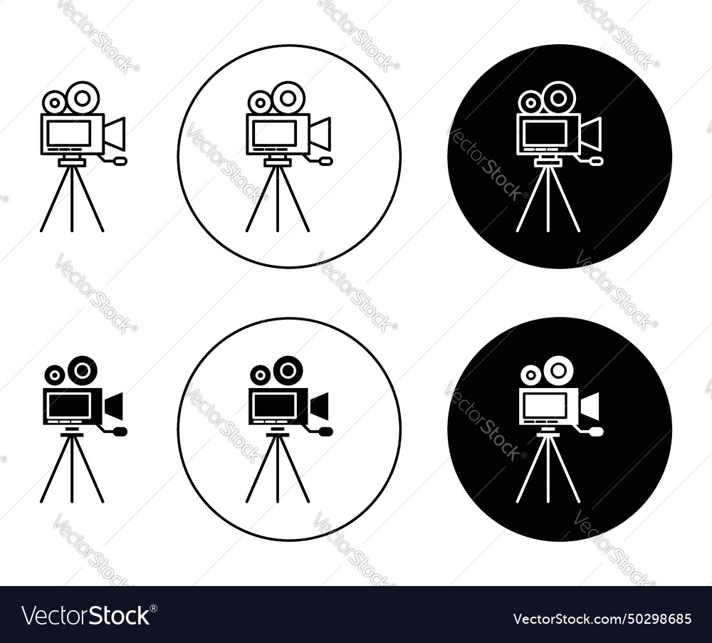 Tv camera icon set video film projector Royalty Free Vector