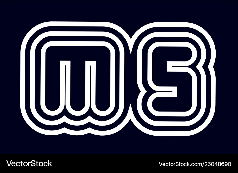 Black and white alphabet letter combination ms m Vector Image